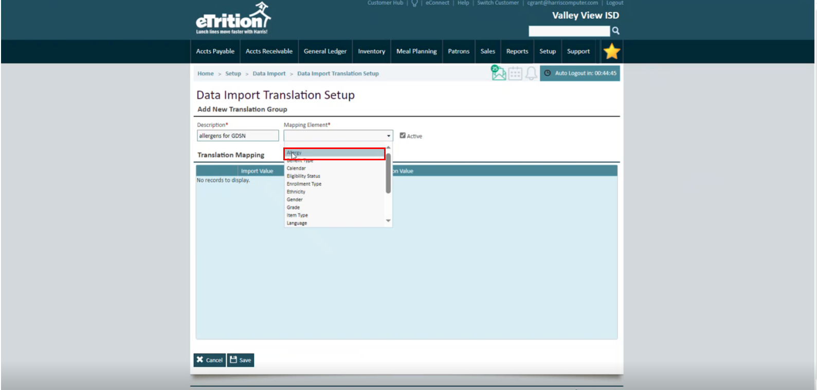 eTrition > Allergy Mapping – InTEAM - Help Center